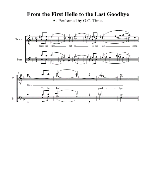 Barbershop Tags - From the First Hello to the Last Goodbye (The actual ...