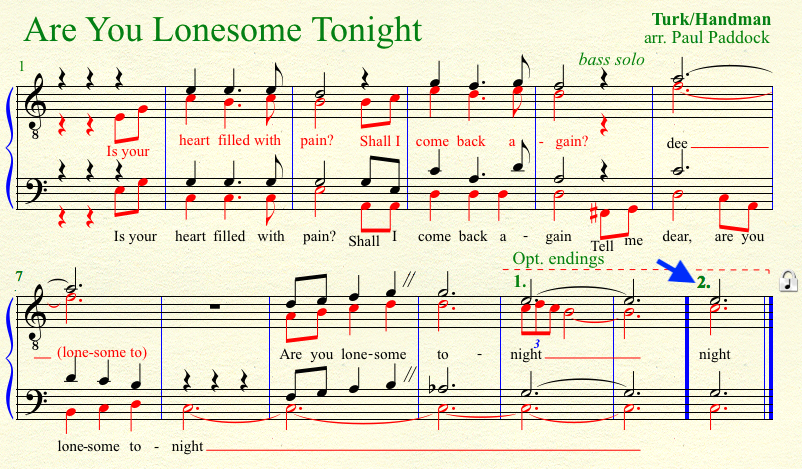 Barbershop Tags - Are You Lonesome Tonight? (Partial Bass Melody - Root ...